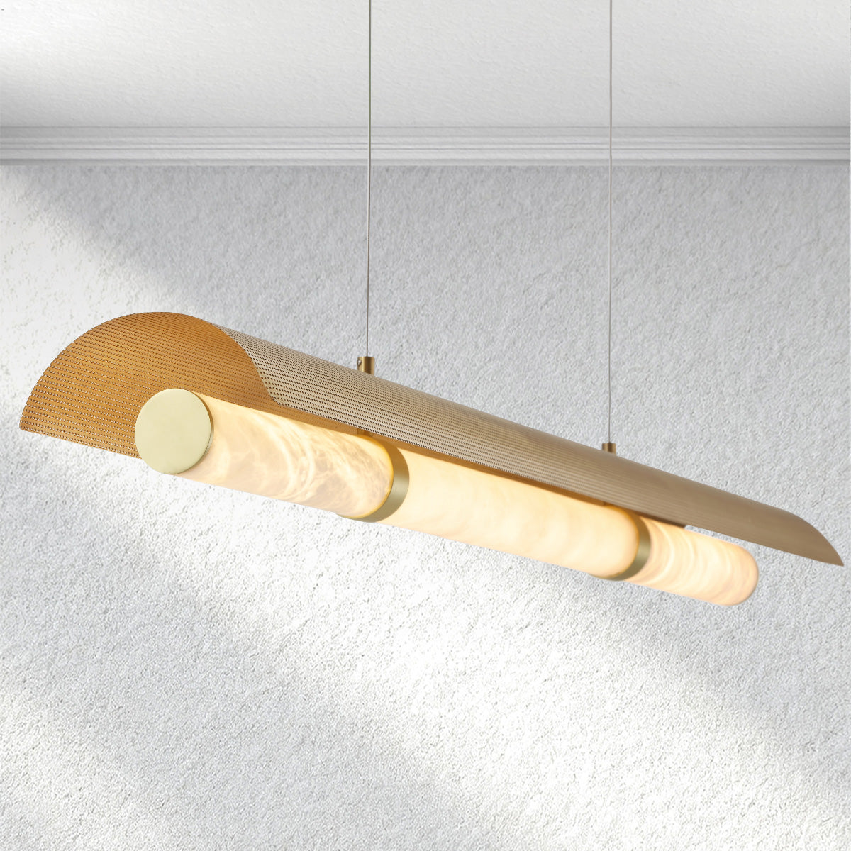 Carey Mirage Alabaster Linear Chandelier – Doublelighting