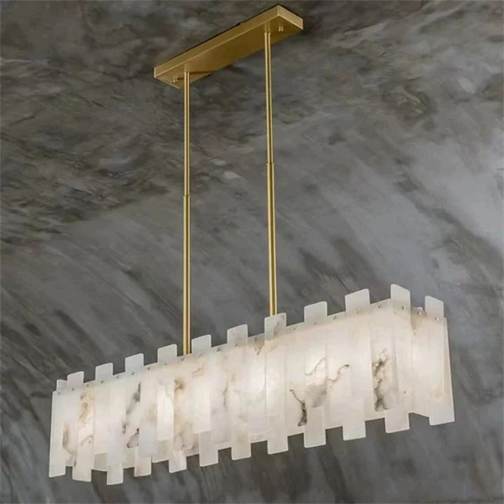 Modern Alabaster Linear Chandelier – Doublelighting