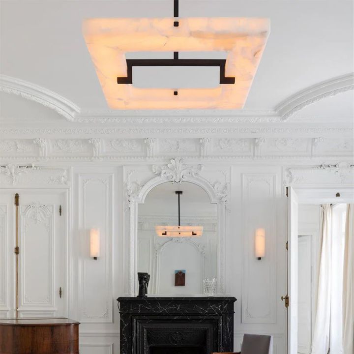 Modern Square Alabaster Chandelier – Doublelighting