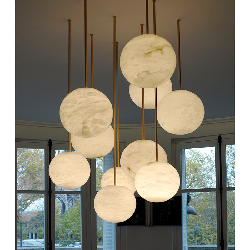 Nami Alabaster Sphere Staircase Chandelier,Multi Pendant Light ...